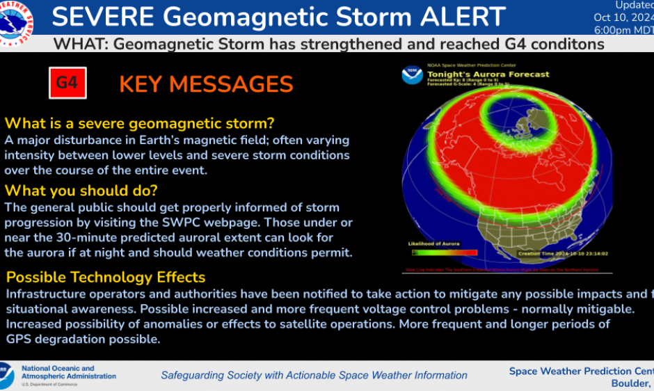 G4 (Severe) Geomagnetic Storm Levels Continue to be Observed | NOAA ... G4 (Severe) Geomagnetic Storm Levels Continue to be Observed | NOAA ...